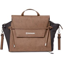 Gesslein Wickeltasche N°4, tabak, mit Wickelauflage und Flaschenhalter, Made in Germany, braun|schwarz