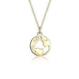 Elli Kette mit Anhänger mit Anhänger Weltkugel Travel 925 Silber, goldfarben