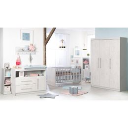 Roba® Babyzimmer-Komplettset Maren 2, (Set, 3-St., Kinderbett, Schrank, Wickelkommode), mit Kinderbett, Schrank und Wickelkommode, grau|weiß