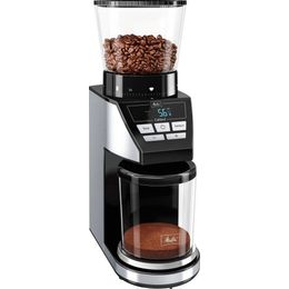 Melitta Kaffeemühle Calibra 1027-01 schwarz-Edelstahl, 160 W, Kegelmahlwerk, 375 g Bohnenbehälter, schwarz|silberfarben