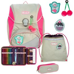 Scout Schulranzen Alpha, Pink Cherry (Set, 4-tlg), mit 3 Funny Snaps; enthält recyceltes Material, rosa