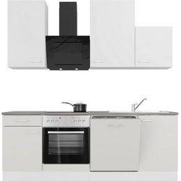 Flex-Well Küche Lucca, mit E-Geräten, Breite 220 cm, in vielen Farbvarianten erhältlich, weiß