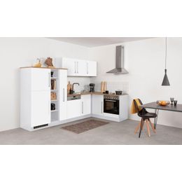 Kochstation Winkelküche KS-Samos, mit E-Geräten, Stellbreite 290/170 cm, weiß