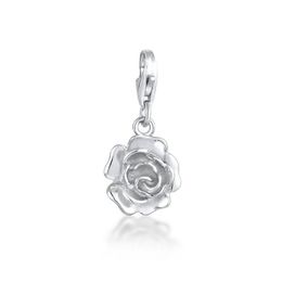 NENALINA Charm-Einhänger Anhänger Rose Blume Floral Blüte 925 Silber, silberfarben