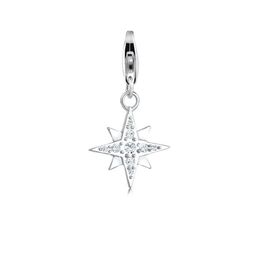 NENALINA Charm-Einhänger Stern Astro Kristalle Basic 925 Silber, silberfarben