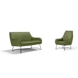 Egoitaliano Polstergarnitur Namy, Set aus 2-Sitzer und Sessel, edles Metallgestell, grün
