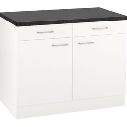 Optifit Unterschrank Iver Breite 100 cm, 2 Türen und 2 Schubkästen, mit 38 mm Arbeitsplatte, weiß