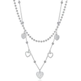 Firetti Kette mit Anhänger Schmuck Geschenk, Hearts Charm, mit Zirkonia (synth), silberfarben