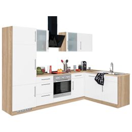 Wiho-Küchen wiho Küchen Winkelküche Cali, mit E-Geräten, Stellbreite 280 x 170 cm, braun|weiß