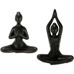 I.GE.A. Dekofigur Yoga-Frau, 2er Set, Yogafigur, Yogaskulptur, schwarz