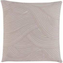 BARBARA Home Collection Dekokissen Wave, Kissenhülle ohne Füllung aus besticktem Leinwandgewebe, 50 x 50 cm, braun