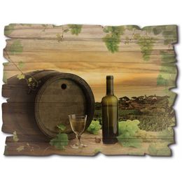 Artland Holzbild Wein Trauben Reben Weinberg, Wein Bilder (1 St), grün