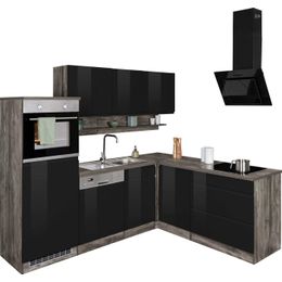 Kochstation Küche KS-Virginia, Stellbreite 230/190 cm, ohne E-Geräte, schwarz