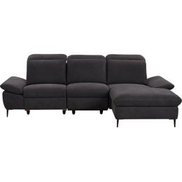 Places of Style Ecksofa Amalfi L-Form, mit verstellbaren Kopfstützen und Armlehnen, braun