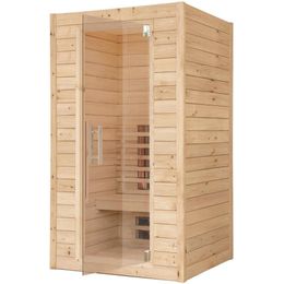RORO Sauna & Spa Infrarotkabine ABN L100, BxTxH: 113 x 102 x 190 cm, 45 mm, Fronteinstieg, inkl Fußboden und Steuergerät, beige