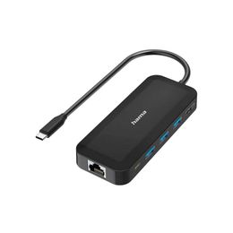 Hama USB-C-Hub, Multiport, 6 Ports, 3x USB-A, USB-C, HDMI™, LAN/Ethernet USB-Adapter USB-C zu 3x USB Typ A, HDMI, RJ-45 (Ethernet), USB Typ C, 15 cm, schwarz