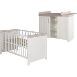 Roba® Babymöbel-Set Felicia, (Set), im Landhausstil - Gitterbett: umbaubar & höhenverstellbar, weiß