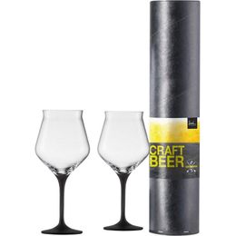 Eisch Bierglas Craft Beer Kelch, Kristallglas, bleifrei, 435 ml, 2-teilig, schwarz|weiß