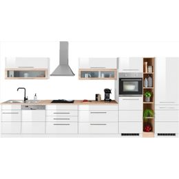 Kochstation Küchenzeile KS-Wien, Breite 440 cm, wahlweise mit E-Geräten und Induktion, weiß
