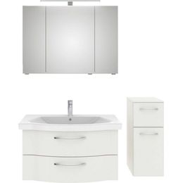 Saphir Badmöbel-Set 6005 Sprint 3-teilig, Keramik-Waschtisch mit LED-Spiegelschrank, (4-St), Unterschrank, inkl. Türdämpfer, 4 Türen, 3 Schubladen, Bad-Set, weiß
