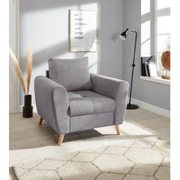 Home Affaire Sessel Penelope Luxus, mit besonders hochwertiger Polsterung für bis zu 140 kg pro Sitzfläche, grau