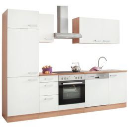 Optifit Küchenzeile Odense, Breite 270 cm, mit 28 mm Arbeitsplatte, mit Gratis Besteckeinsatz, weiß