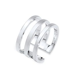 Elli Fingerring Silberring Breit Schlicht Offen 925 Silber, silberfarben