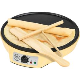 Bestron Crêpesmaker ASW602 Sweet Dreams, 1000 W, Ø 30 cm, inkl. Teigverteiler & Crêpes-Wender, Antihaftbeschichtung, gelb