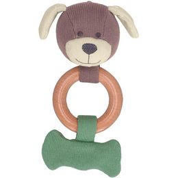 Sterntaler® Greifling Strick Spielfigur Hund, GOTS made with organic materials, zertifiziert durch BCS 35119, braun|grün