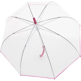 Doppler® Stockregenschirm Nizza Automatik, Transparent pink, Partnerschirm, weiß