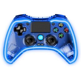 Ready2gaming PS4 Pro Pad X Led Edition transparent mit blauer LED Beleuchtung Controller, blau