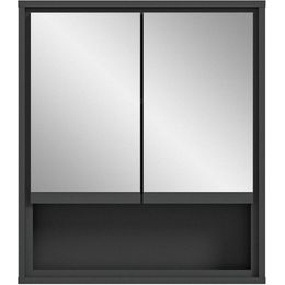 Welltime Badezimmerspiegelschrank Jaru Badmöbel, 2 Türen, 1 offenes Fach, Breite 60 cm, grau