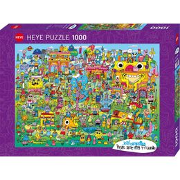 Heye Puzzle Doodle Village, 1000 Puzzleteile, Made in Germany, bunt