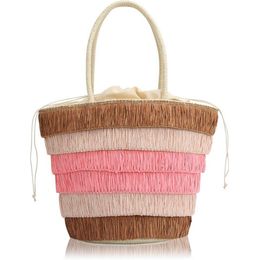 Collezione Alessandro Schultertasche Teneriffa, aus Stroh, rosa