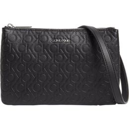 Calvin Klein Umhängetasche CK MUST DBL CROSSBODY EMBOSSED, mit Logo Prägung, schwarz