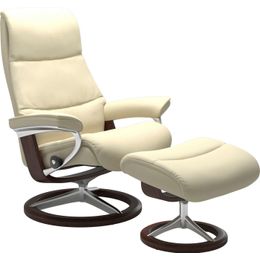 stressless® Relaxsessel View (Set, Relaxsessel mit Hocker), mit Signature Base, Größe L,Gestell Braun, beige