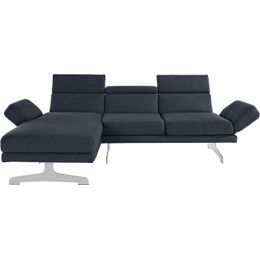 Places of Style Ecksofa Amantea L-Form, mit Arm- und Kopfteilverstellung, mit Drehsitz und Rückenverstellung, blau