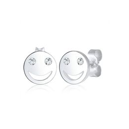 Elli Paar Ohrstecker mit Smiling Face Kristalle 925 Silber, silberfarben