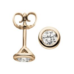 Jobo Paar Ohrstecker Ohrringe Solitär Diamanten Brillanten 0,50 ct., 585 Roségold, goldfarben