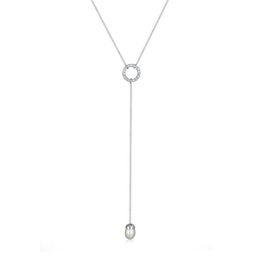 Elli Perlenkette Y-Kette Kristalle Perle 925 Silber, silberfarben