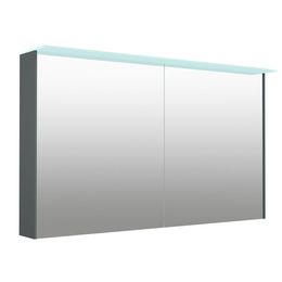 Welltime Spiegelschrank D-Line Badmöbel, 121,5 cm breit, doppelseitig verspiegelt, LED-Beleuchtung, grau