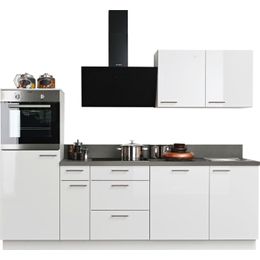 Kochstation Küchenzeile KS-Scafa, vormontiert, mit höhenverstellbaren Füßen, vormontiert, wahlweise mit E-Geräten, mit Soft-Close, Breite 260 cm, weiß