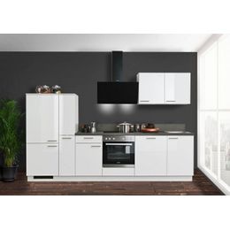 Kochstation Küchenzeile KS-Scafa, vormontiert, mit höhenverstellbaren Füßen, vormontiert, wahlweise mit E-Geräten, mit Soft-Close, Breite 310 cm, weiß