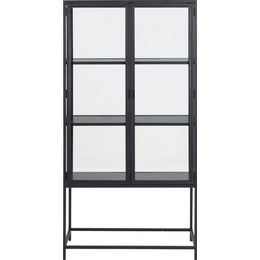 ACTONA GROUP Glasvitrine mit Glastüren und Metallrahmen, 3 Einlegeböden, B: 77 x H: 150 cm, schwarz
