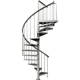 Dolle Außentreppe Gardenspin, für Geschosshöhen bis 352,5 cm, Stufen offen, Metall, silberfarben