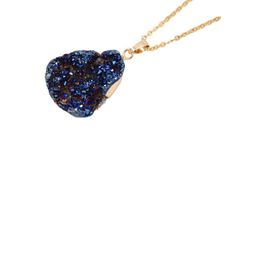 Firetti Kette mit Anhänger Schmuck Geschenk, Drusenachat, Made in Germany - mit Druzy Quarz, blau|gelb|goldfarben