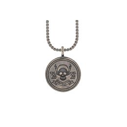 CAI CAÏ Kette mit Anhänger 925/- Silber matt oxidiert Rock Music Skull Wappen, grau|silberfarben