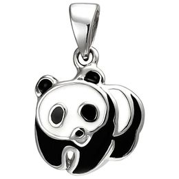 Jobo Kettenanhänger Anhänger Panda, 925 Silber, schwarz|silberfarben