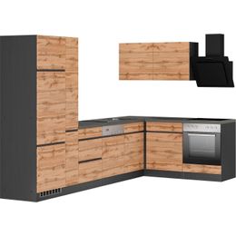 Kochstation Küche KS-Riesa, Stellbreite 240x270 cm, wahlweise mit oder ohne E-Geräte, beige|grau