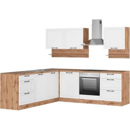 Kochstation Küche KS-Lana, Stellbreite 240/240 cm, wahlweise mit und ohne E-Geräte, weiß